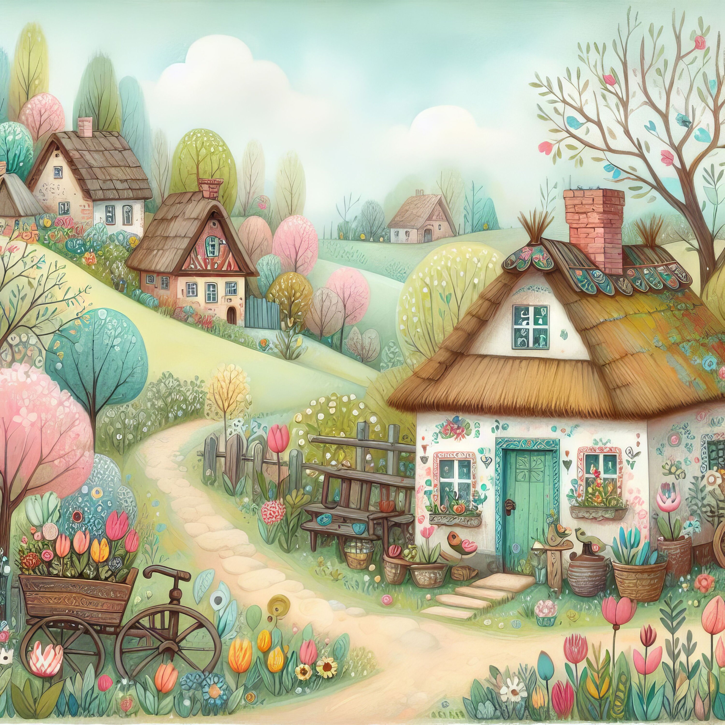 50 Images Whimsical Spring Village: Printable Digital Download ...