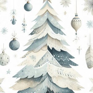 39 Images Nordic Blue Christmas Trees Images Digital Art Printable Kit ...