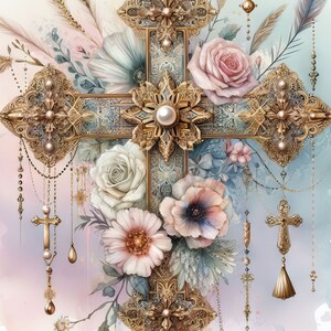 Digital Kit 44 Embellished Gold Cross Images Digital Art Printable Kit ...