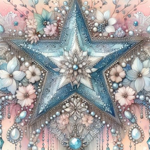 48 Images Bohemian Blue Star Images Digital Art Printable Kit Instant ...