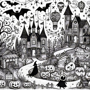 Adult Coloring Pages 45 Whimsical Halloween Images Digital Art ...