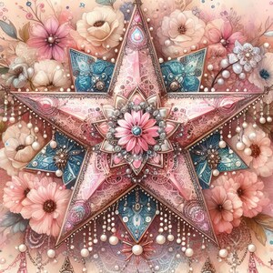 42 Images Bohemian Pink Star Images Digital Art Printable Kit Instant ...