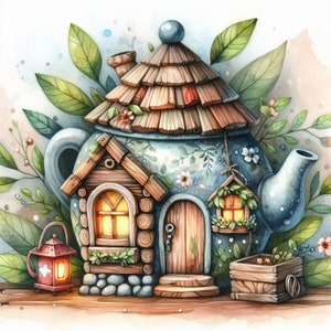 58 Images Whimsical Teapot House Images Digital Art Kit Printable Kit ...
