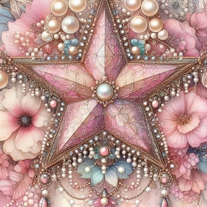 42 Images Bohemian Pink Star Images Digital Art Printable Kit Instant ...