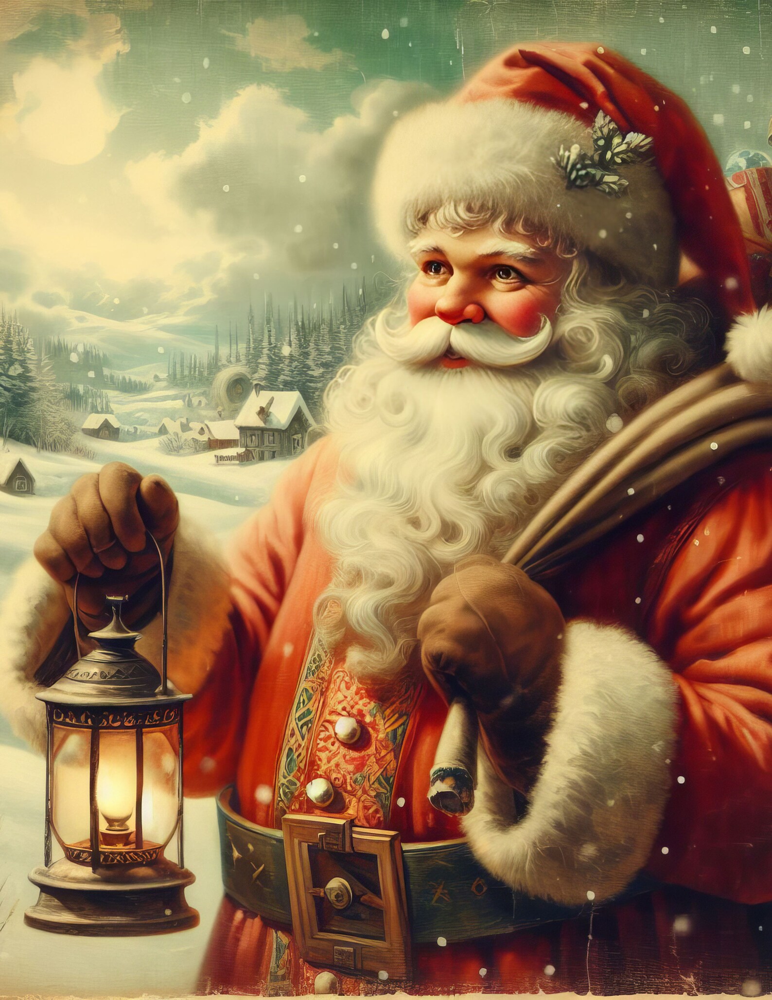 50 Images Vintage Santa: Digital Art, Printable Instant Digital ...