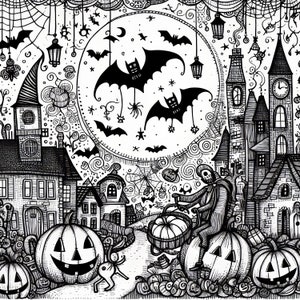 Adult Coloring Pages 45 Whimsical Halloween Images Digital Art ...