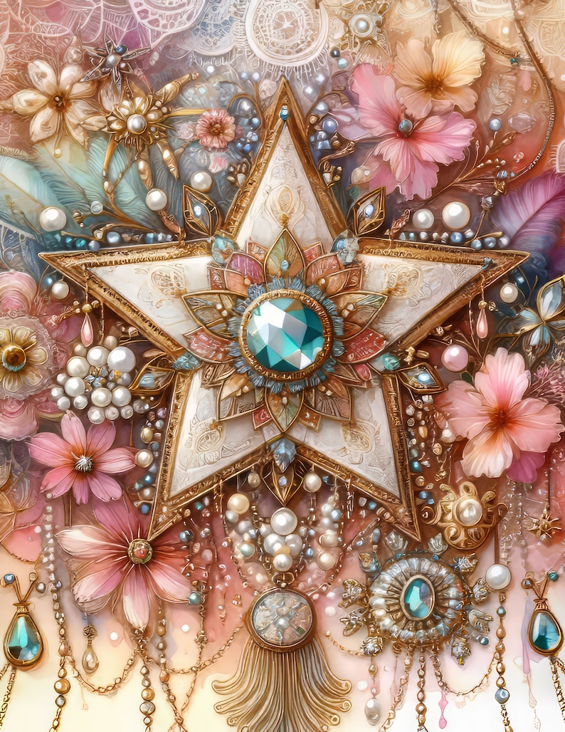 42 Images Bohemian Gold Star Images Digital Art Printable Kit Instant ...