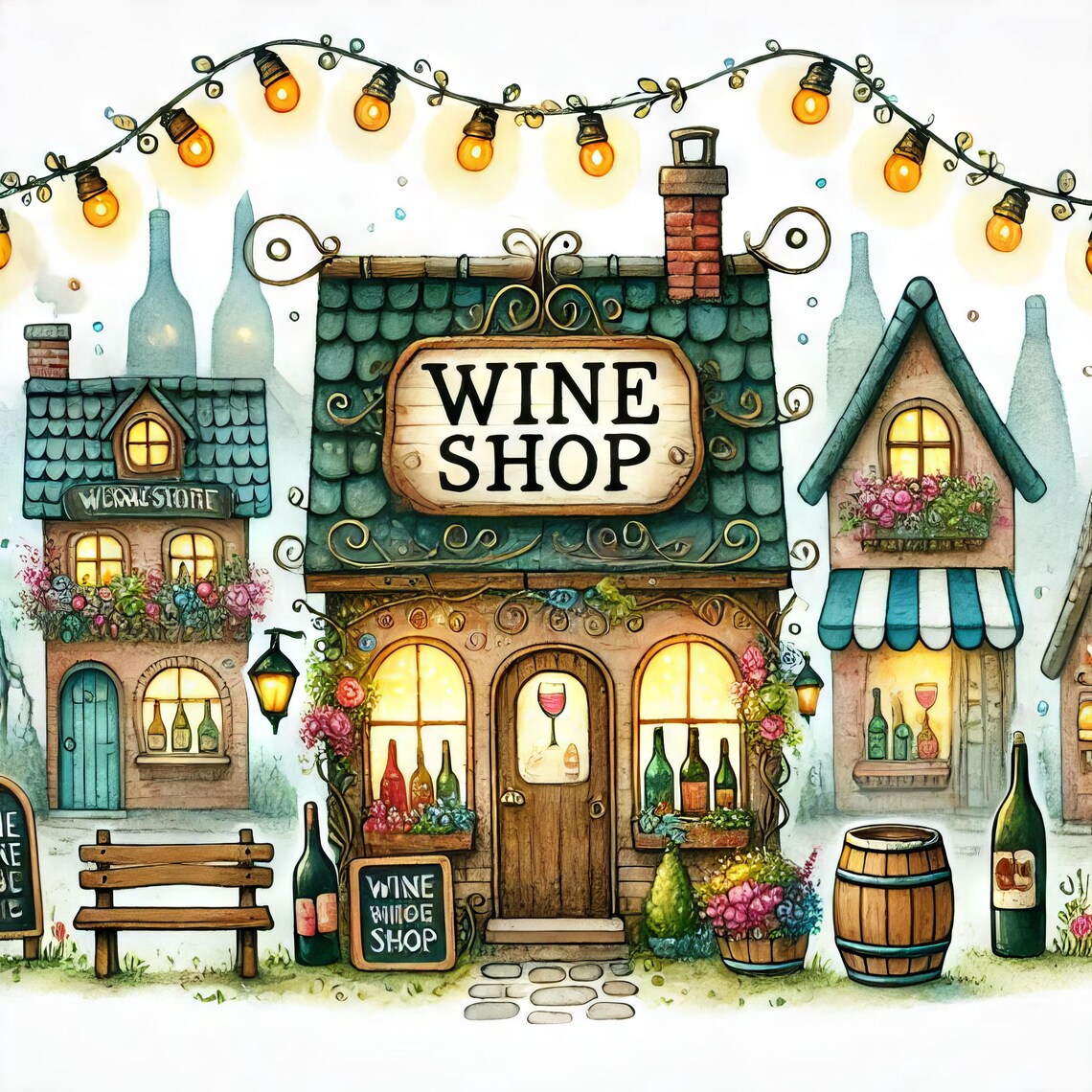50 Wine Shop Images: Digital Art, Printable Instant Digital Download ...