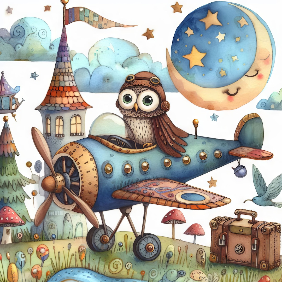 55 Images Whimsical Airplane Images Digital Art Kit Printable Kit ...