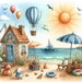 50 Images Whimsical Beach Vacation: Digital Art, Printable Digital ...