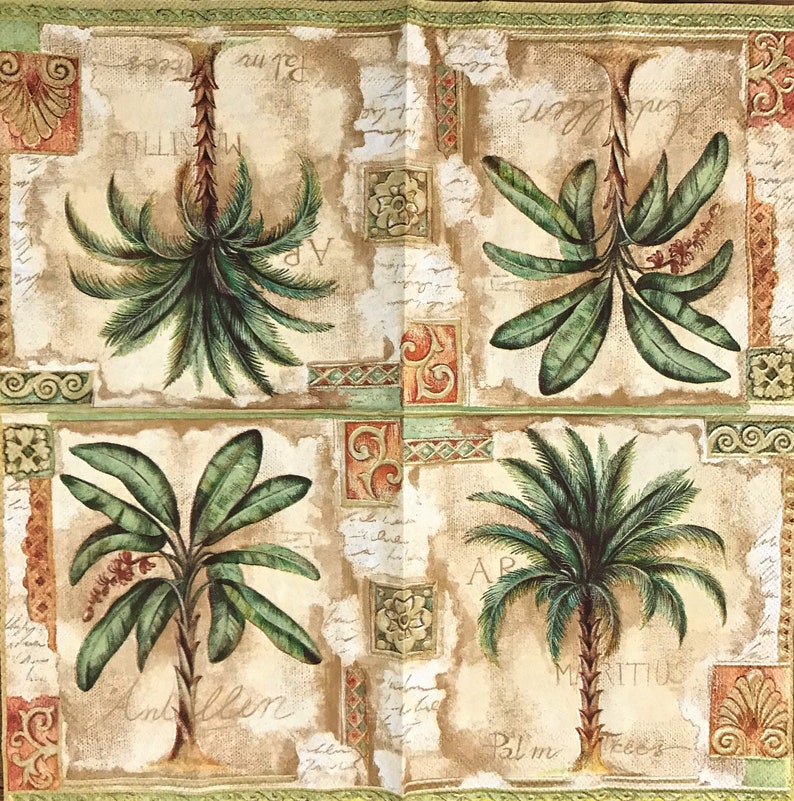 Decoupage Napkin 5 X 5 Exotic Palm Trees - Etsy