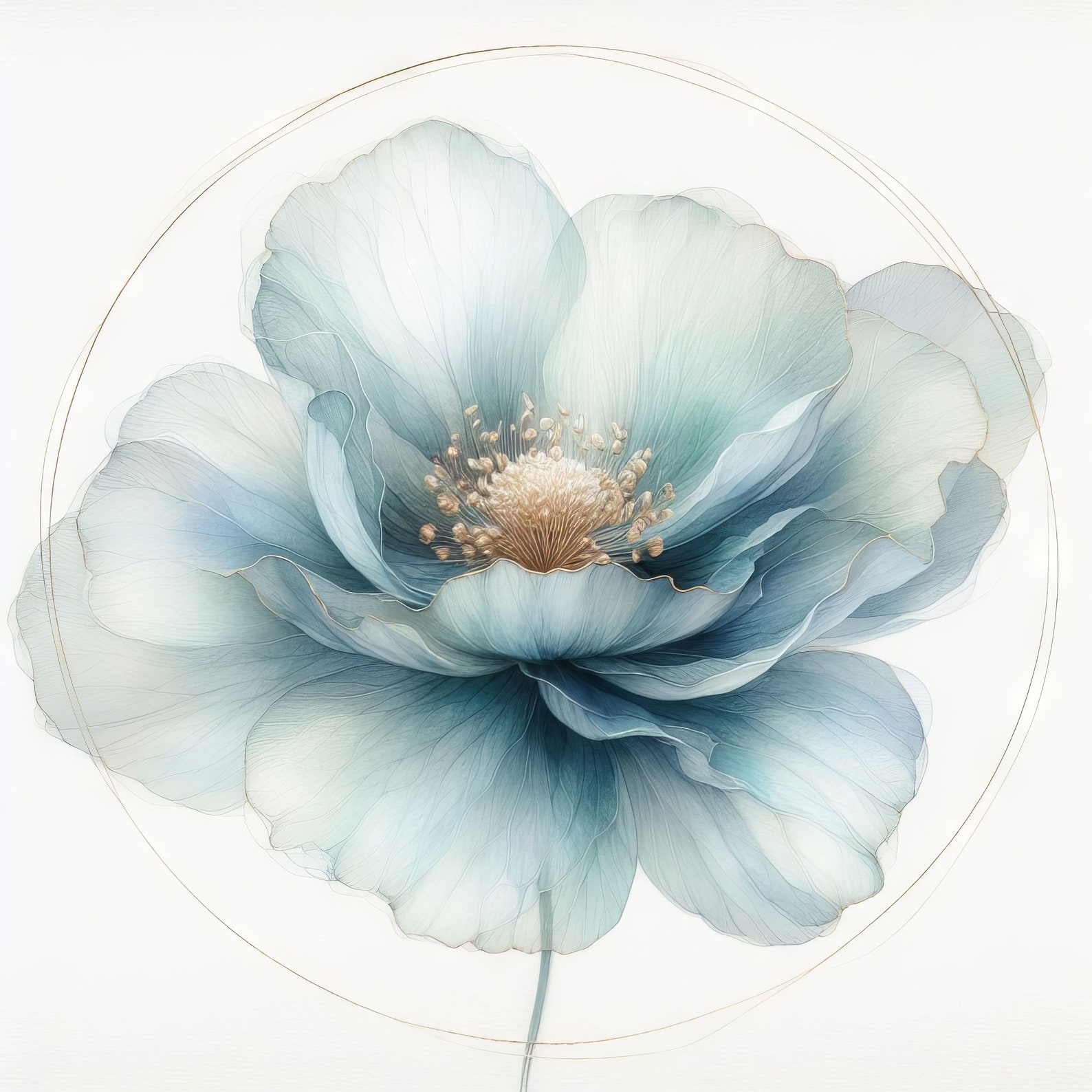 55 Images Gold Edged Flower Images Digital Kit Digital Art Printable ...