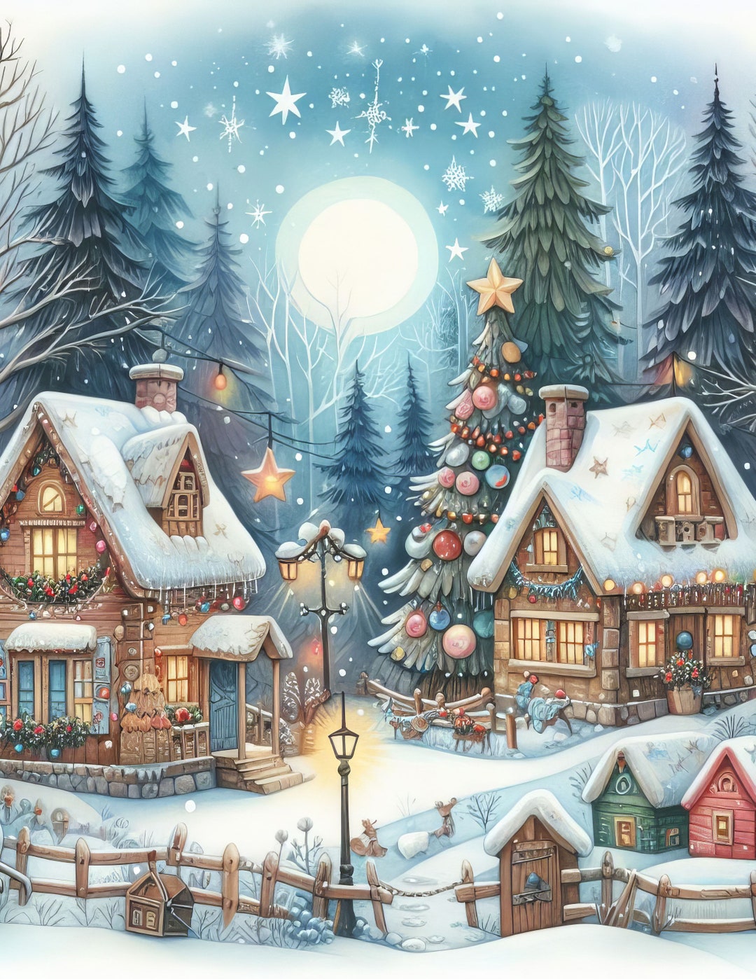 Digital Kit 64 Whimsical Christmas Village Images Digital Art Printable ...