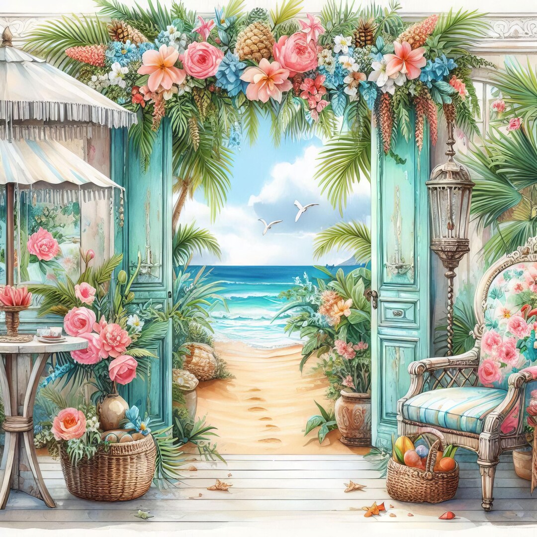 50 Images Tropical Paradise Images Digital Art Printable Instant ...