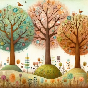 55 Images Whimsical Trees Images Digital Kit Digital Art Printable Kit ...