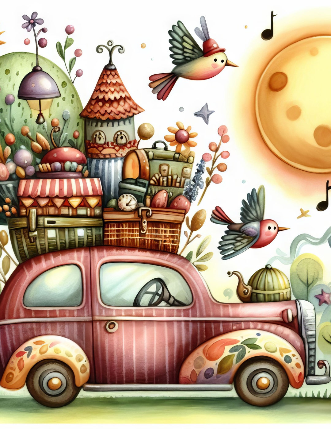 44 Images Whimsical Car Images Digital Art Printable Instant Digital ...