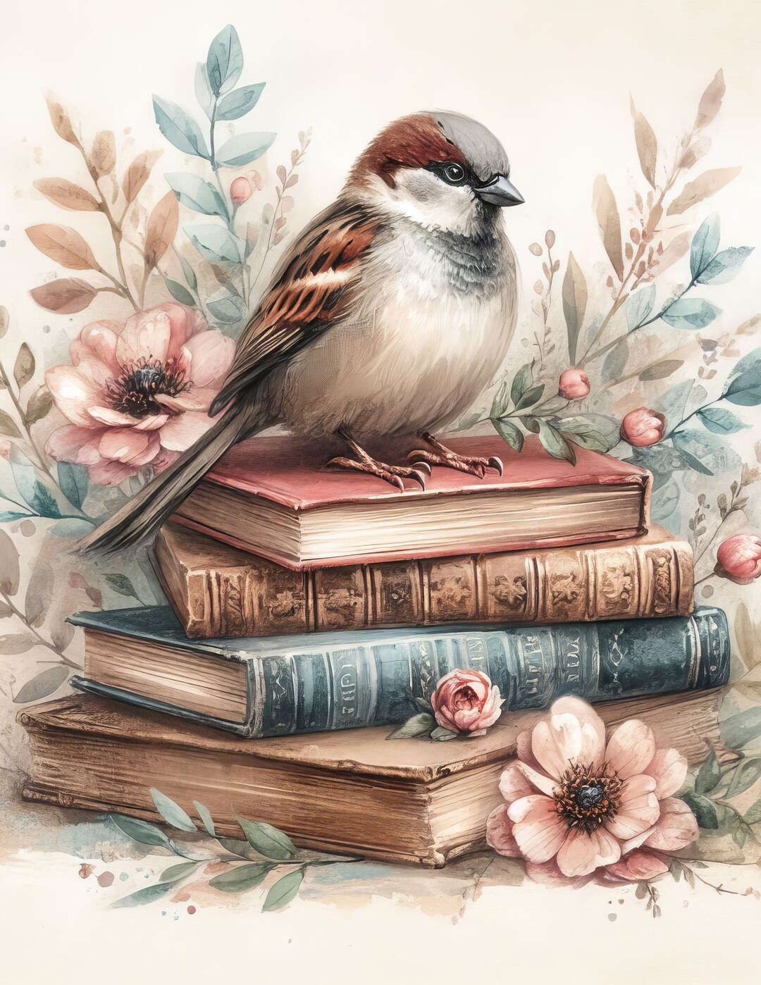 72 Images Birds and Books: Digital Art, Printable Download, Ephemera ...
