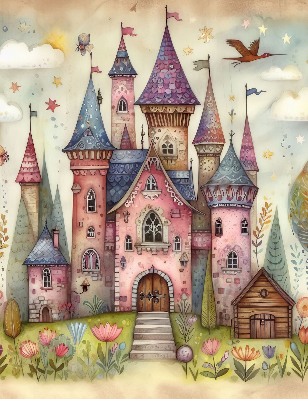 62 Images Whimsical Castle Images Digital Art Printable Instant Digital ...