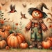 60 Images Scarecrow in Pumpkin Patch Digital Art Printable Kit Instant ...
