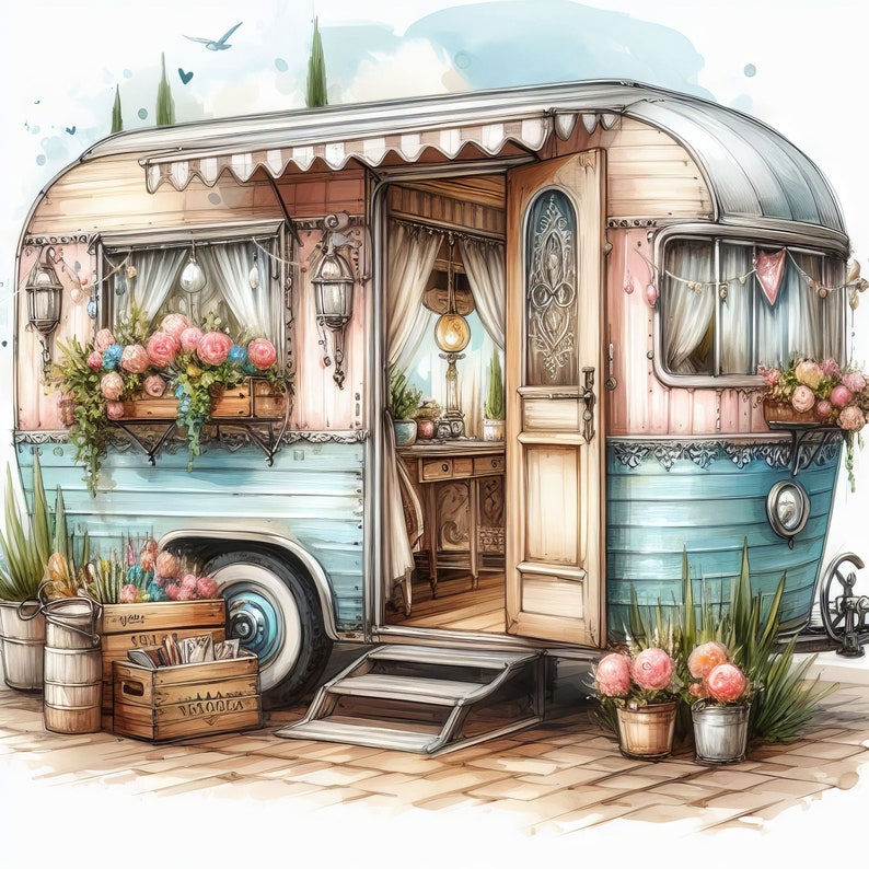 55 Images Cozy Trailer: JPG Images Digital Kit Digital Art Printable ...