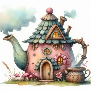 58 Images Whimsical Teapot House Images Digital Art Kit Printable Kit ...