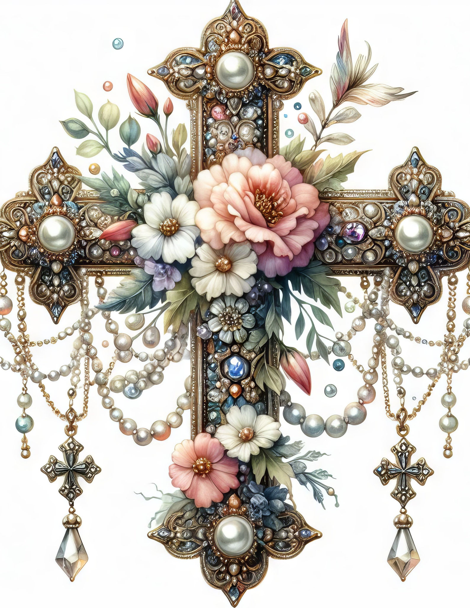 44 Images Jeweled Cross Images Digital Art Printable Kit Instant ...