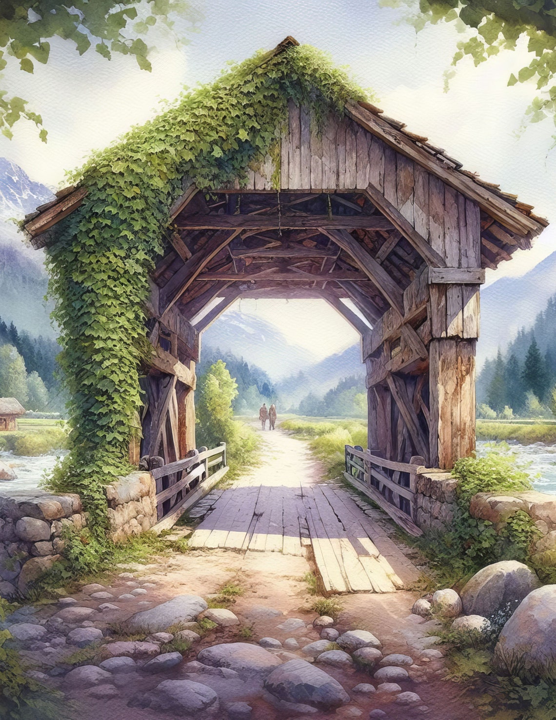 50 Images Covered Bridge Images Digital Art Printable Kit Instant ...