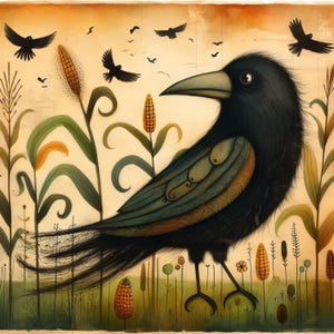 55 Images Crow in Cornfield Digital Art Printable Instant Digital ...