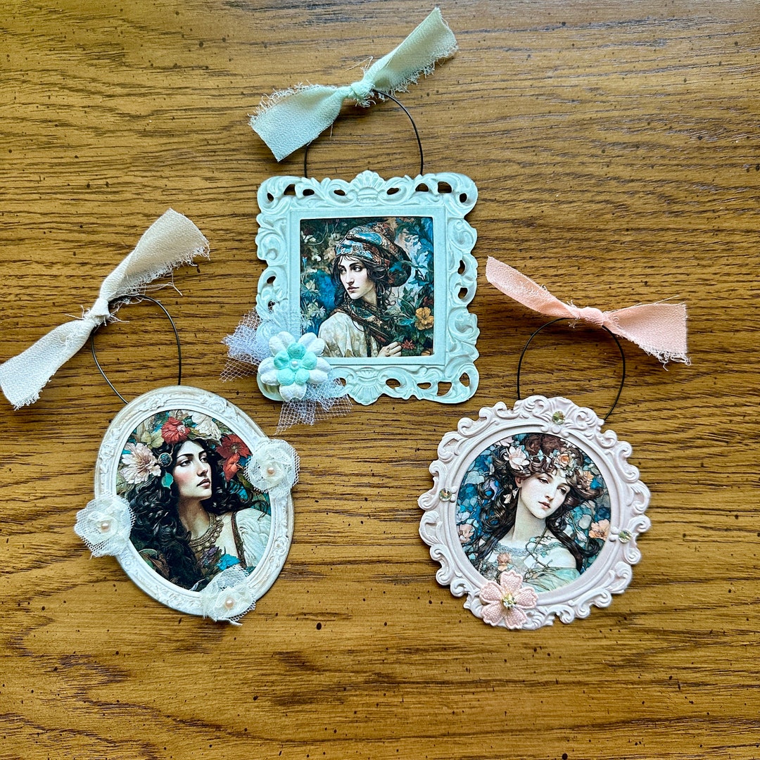 Set of 3 Cameo Picture Frames, Journal Frames, Embellished Frames ...