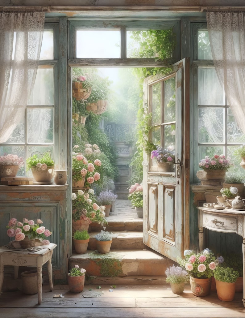 52 Images Shabby Chic Welcome: English Cottage, Instant Digital ...