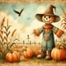 60 Images Scarecrow in Pumpkin Patch Digital Art Printable Kit Instant ...