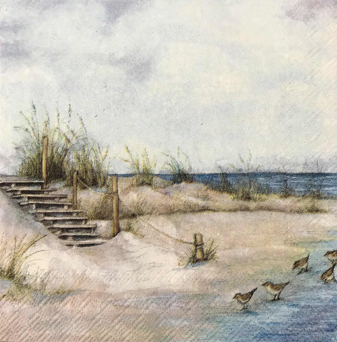 Decoupage Napkins, 5" X 5", Serene Beach Napkin, Decoupage Napkin ...