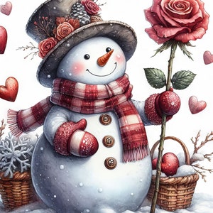 42 Images Valentine Snowman Images Digital Art Printable Instant ...