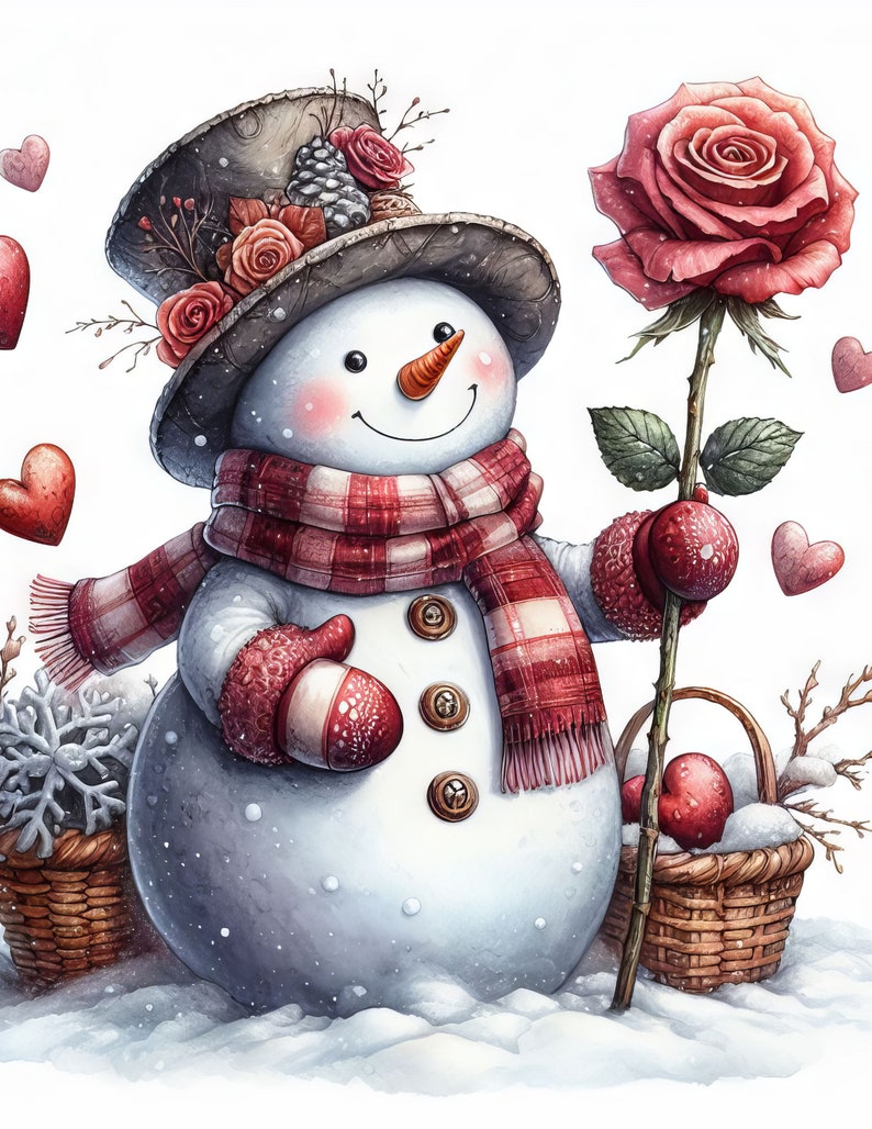 42 Images Valentine Snowman Images Digital Art Printable Instant ...