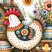 40 Images Whimsical Calico Chicken Images Jpeg Digital Art Printable ...