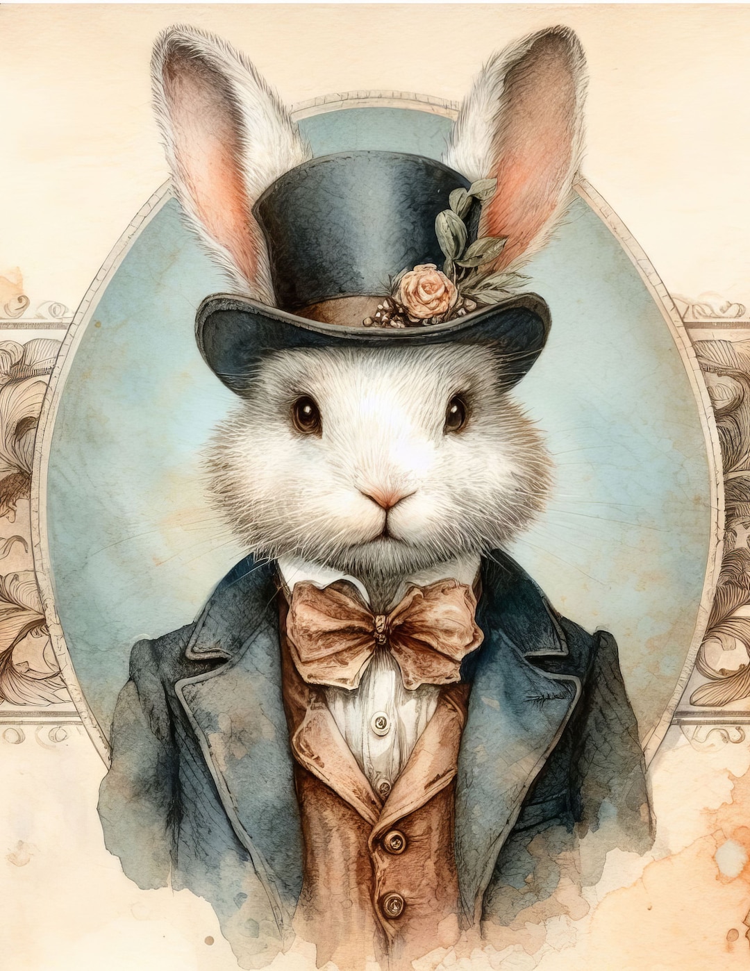 40 Images Victorian Bunny: JPEG Images Digital Art Printable Instant ...
