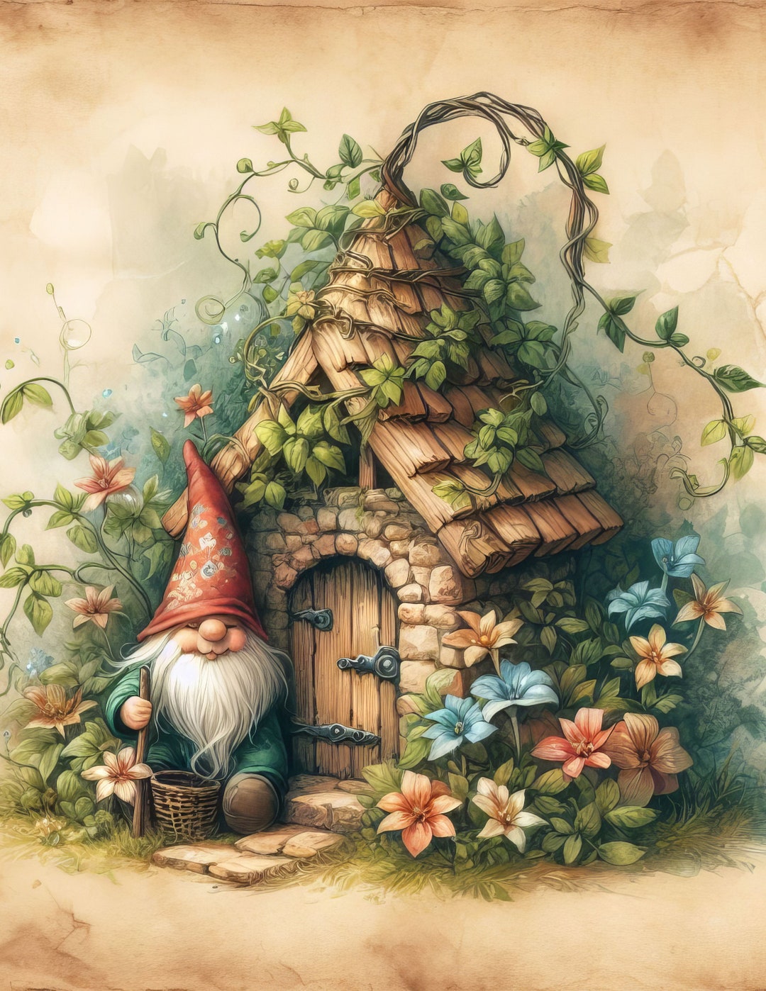 38 Images Gnome Home Images Digital Art Printable Instant Digital ...