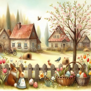 50 Images Whimsical Spring Village: Printable Digital Download ...