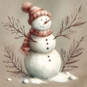 50 Images Rustic Snowman Images Digital Art Printable Instant Digital ...