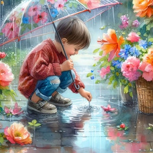 66 Images Rainy Day Children Images Digital Art Printable Instant ...