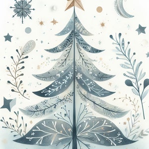 39 Images Nordic Blue Christmas Trees: Digital Art, Printable Download ...