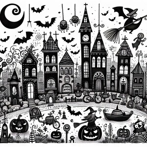 Adult Coloring Pages 45 Whimsical Halloween Images: Digital Art ...