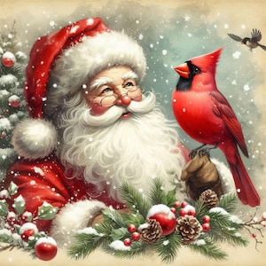 50 Santa and Cardinal Images #2 Digital Art Instant Digital Download ...
