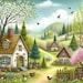 50 Images Whimsical Spring Village Images Digital Art Printable Kit ...