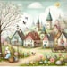 50 Images Whimsical Spring Village Images Digital Art Printable Kit ...