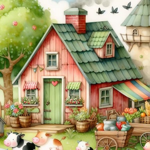 66 Images Whimsical Farm Images Digital Art Printable Kit Instant ...