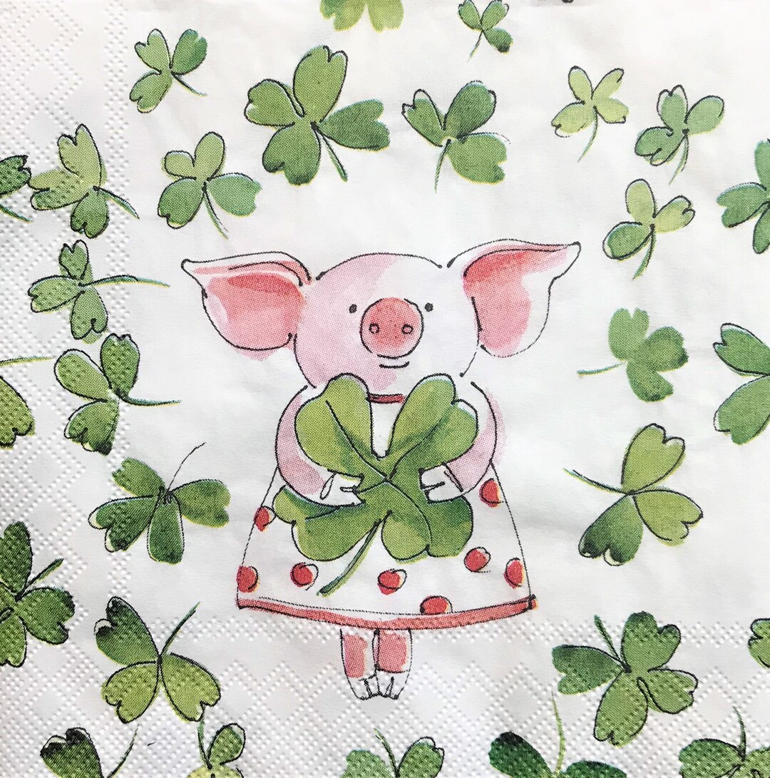 Decoupage Napkin, 5 X 5 Lucky Pig, Scrapbooking, Decoupage Napkins ...