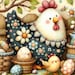 40 Images Whimsical Calico Chicken Images Jpeg Digital Art Printable ...