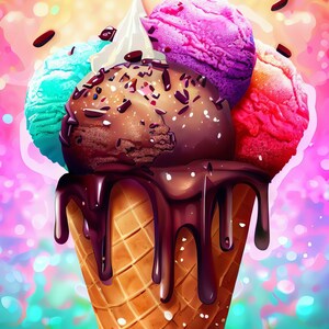 16 Images Ice Cream Cones Digital Art Printable Kit Instant Digital ...