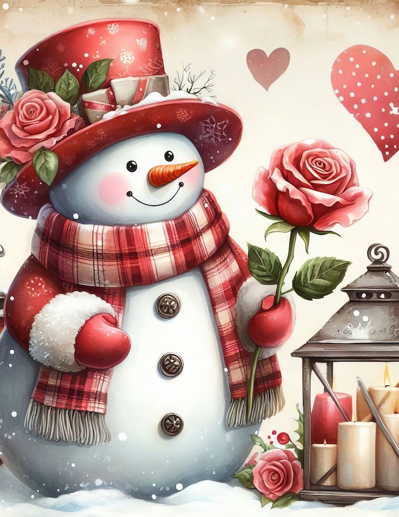 42 Images Valentine Snowman Images Digital Art Printable Instant ...